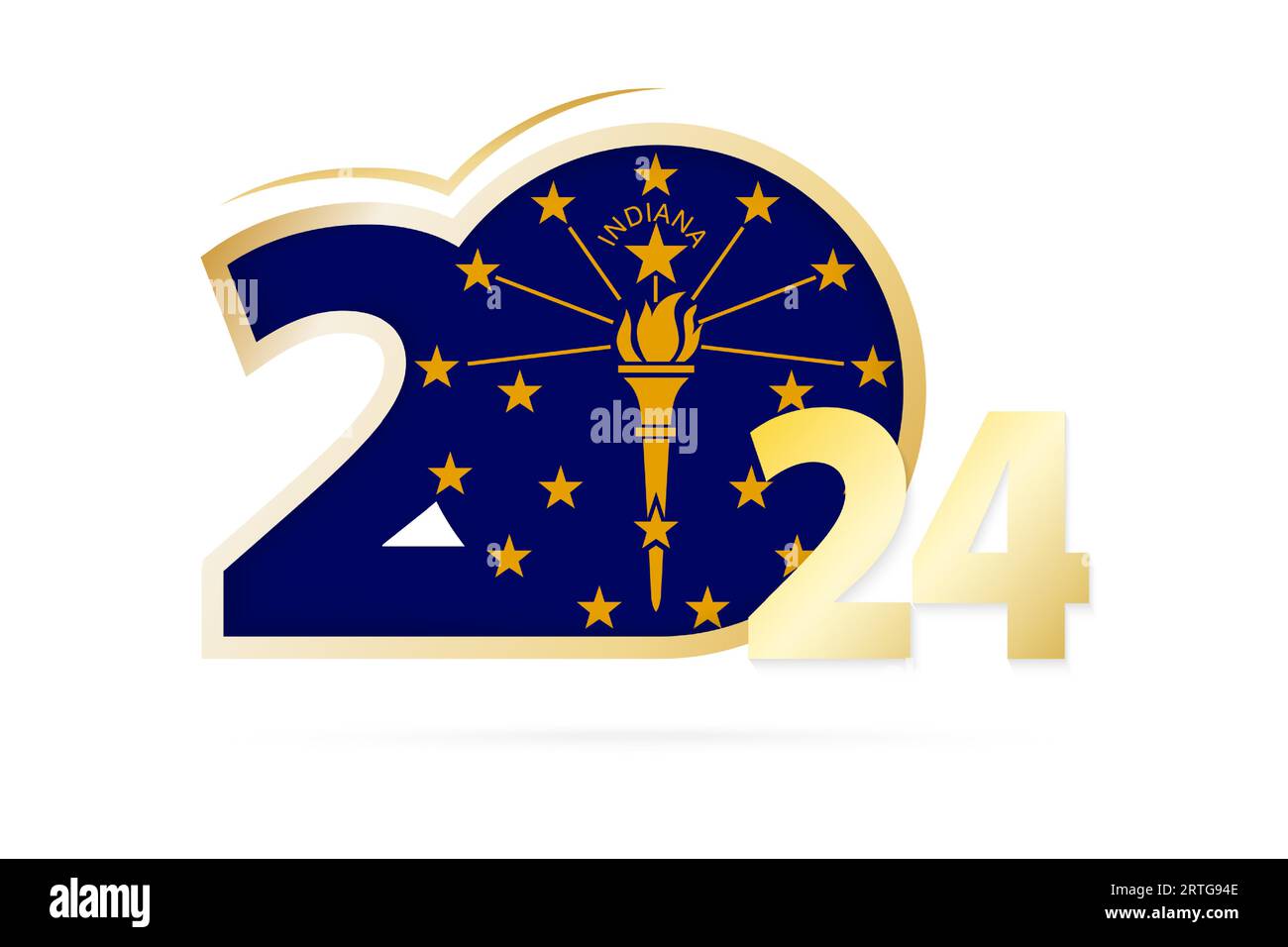 Year 2024 with Indiana Flag pattern. Vector Illustration Stock Vector ...