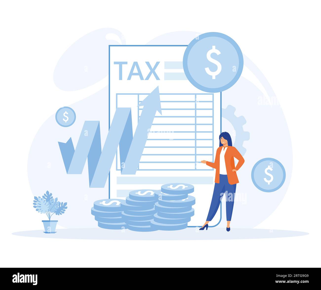 Tax preparation concept. Corporate tax, taxable income, fiscal year ...