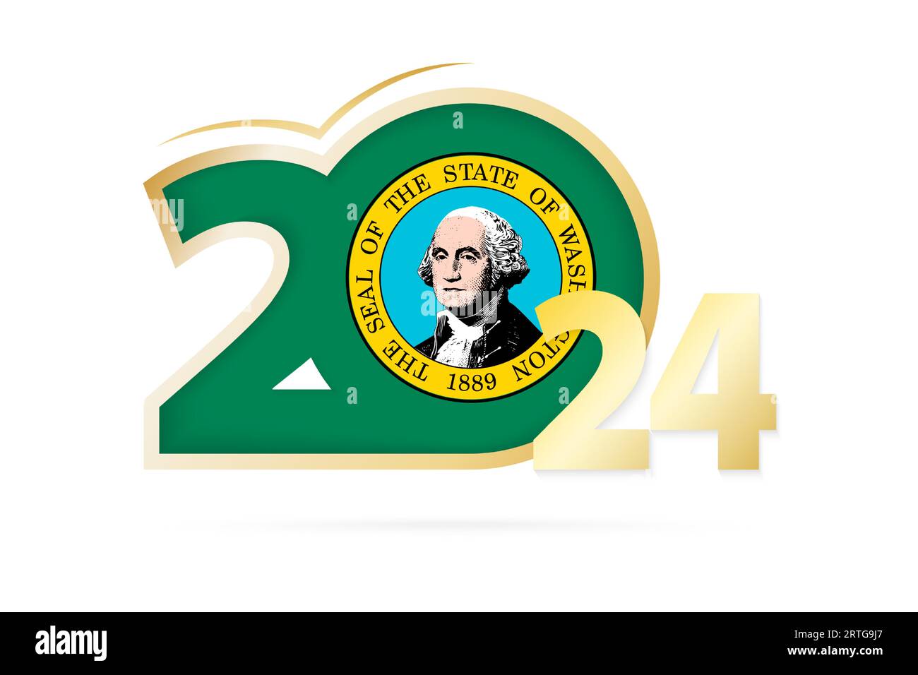 Year 2024 with Washington Flag pattern. Vector Illustration Stock ...