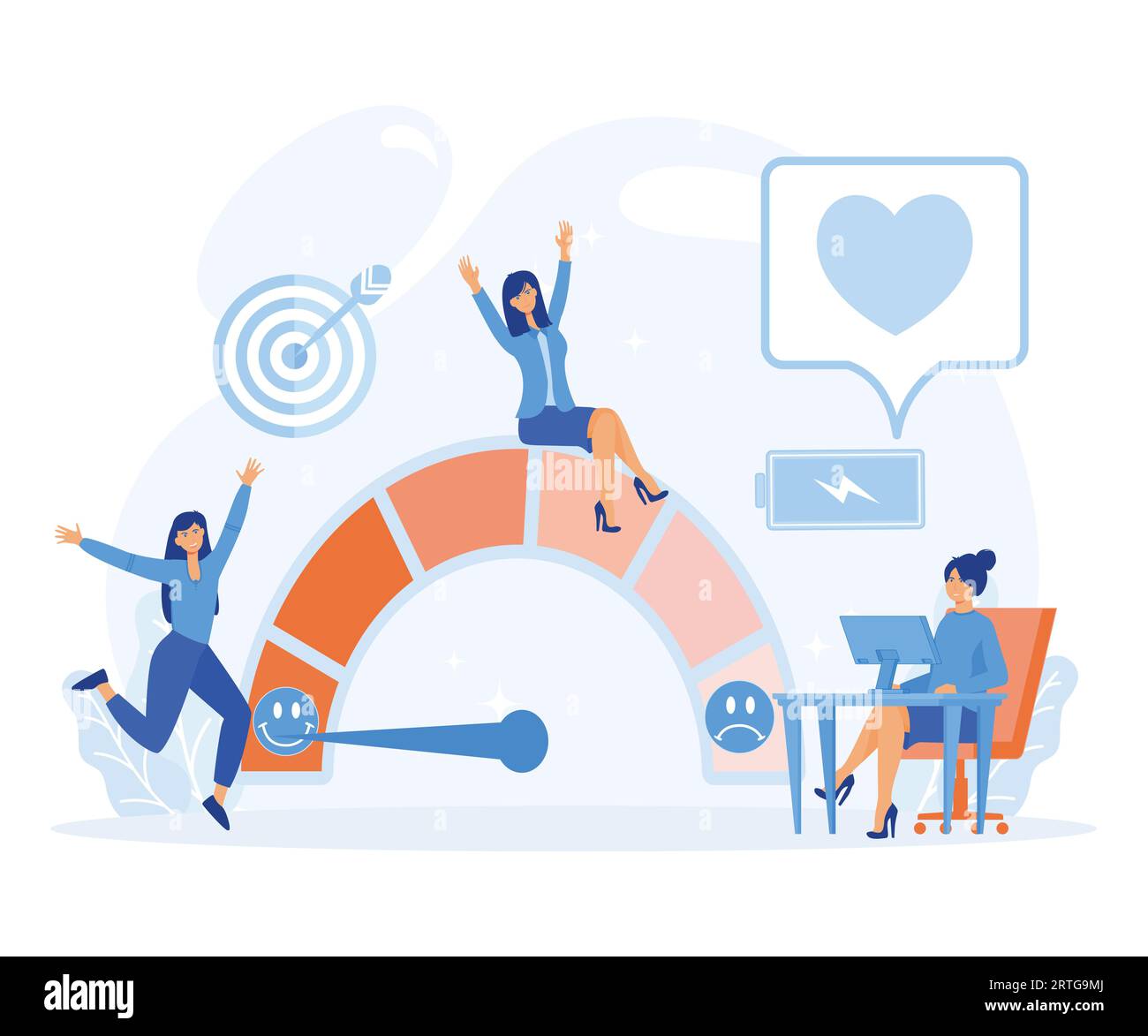 Low Stress level, good mood indicator. Energetic business woman working ...