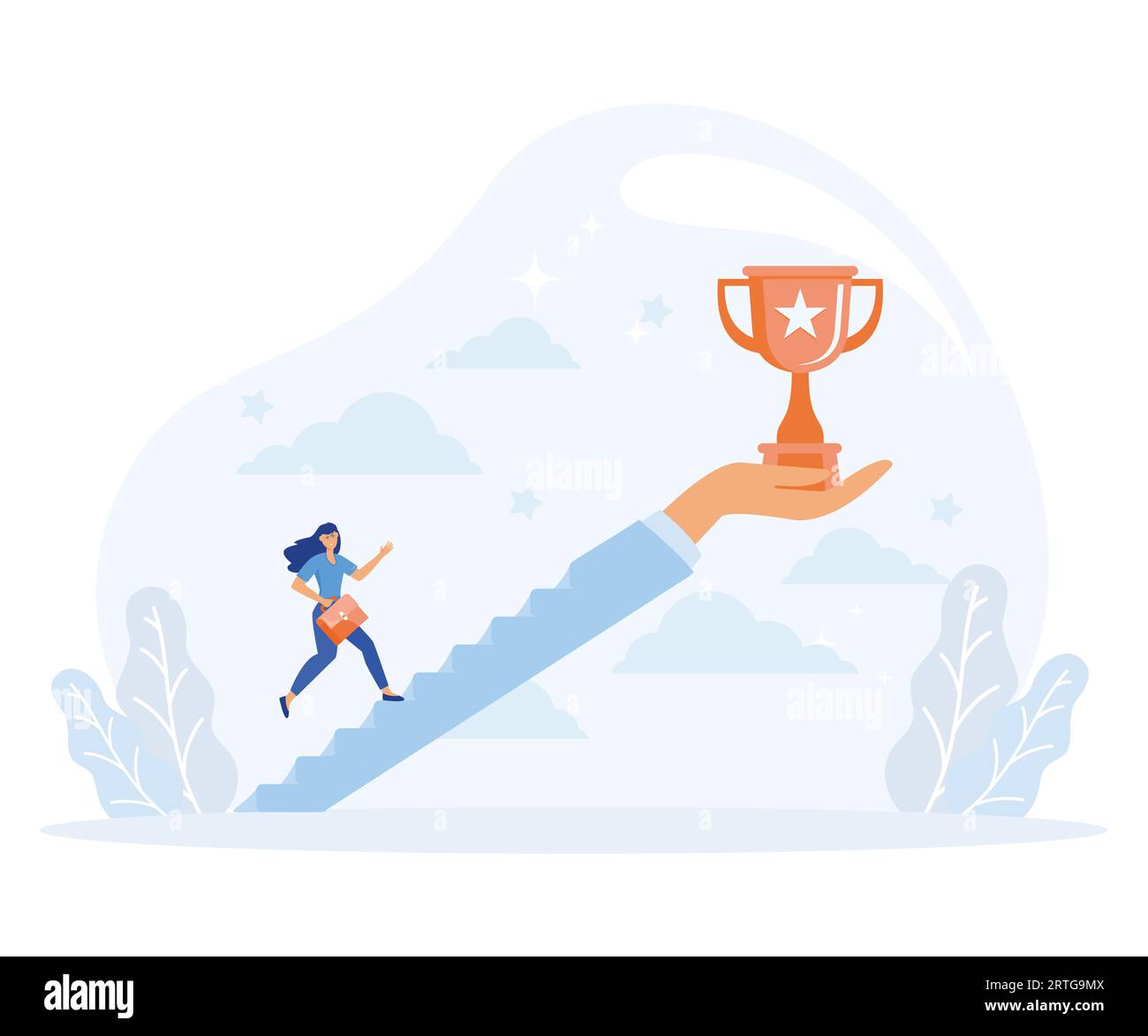 Concept of building business for success, self development to reach ...