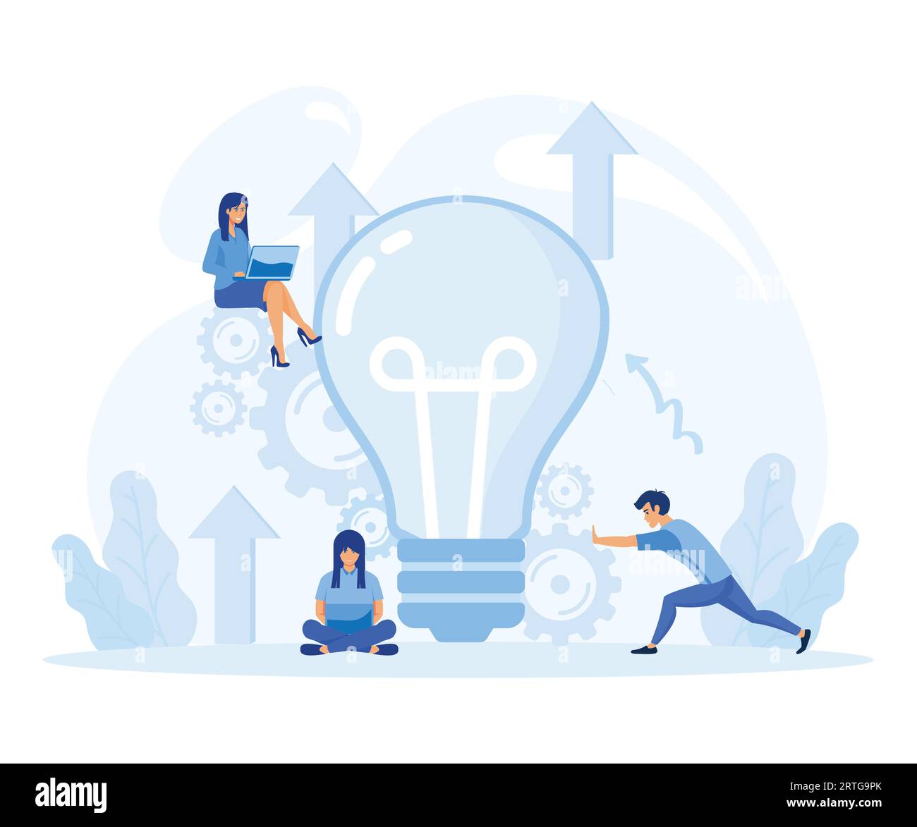 find idea concept. people try to find best idea. working together in ...