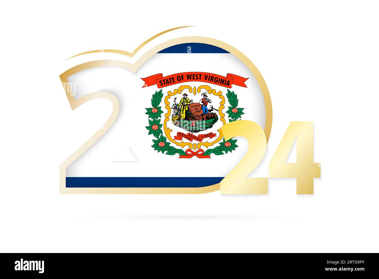 Year 2024 with West Virginia Flag pattern. Vector Illustration Stock ...