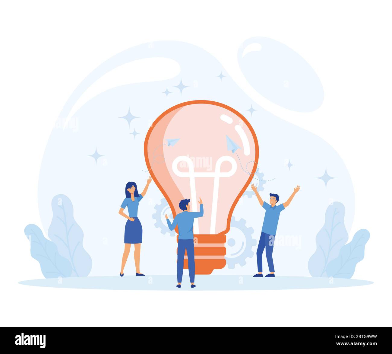 find idea concept. people try to find best idea. working together in ...
