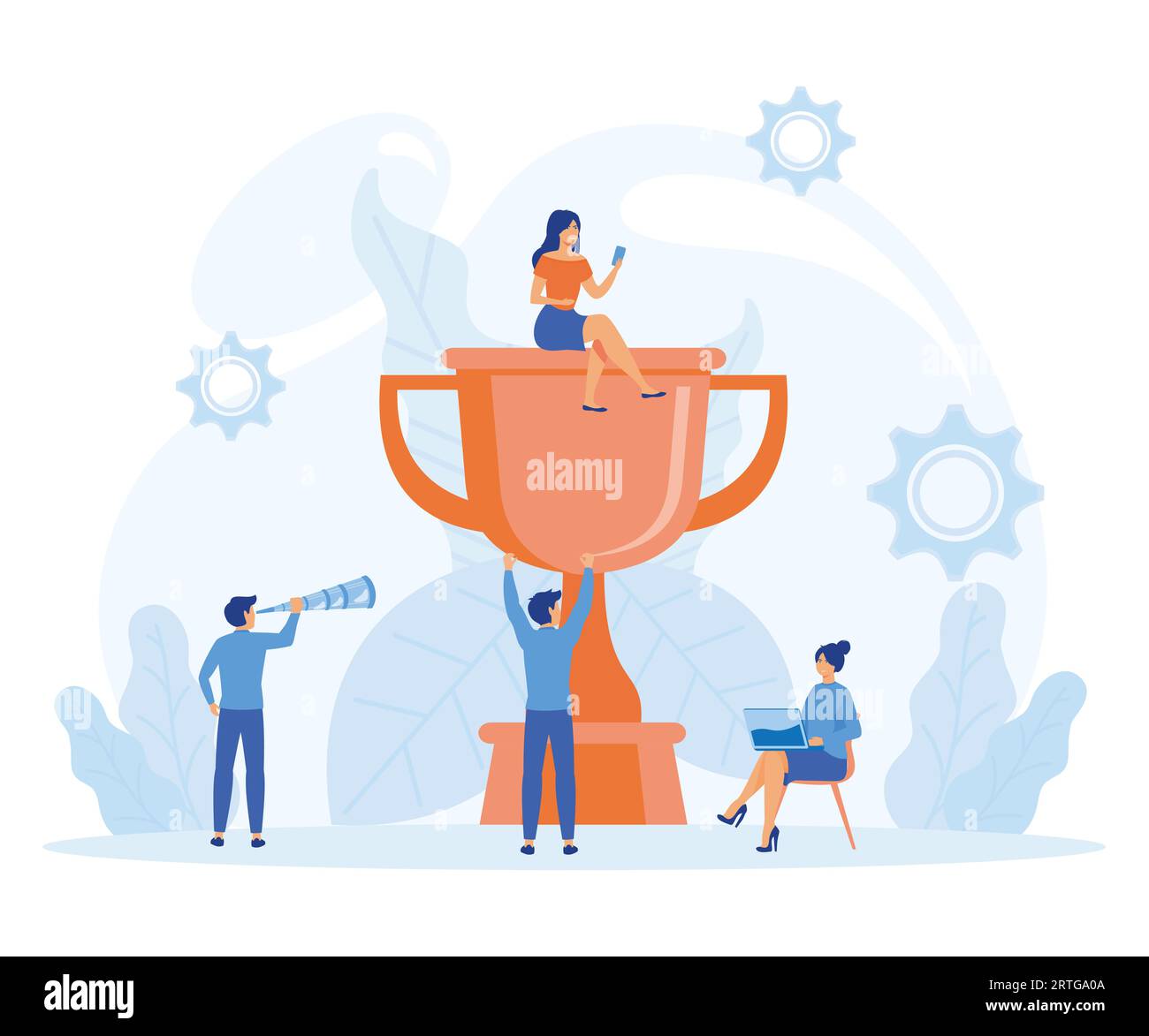Success team concept. people celebrate success achievement, flat vector ...