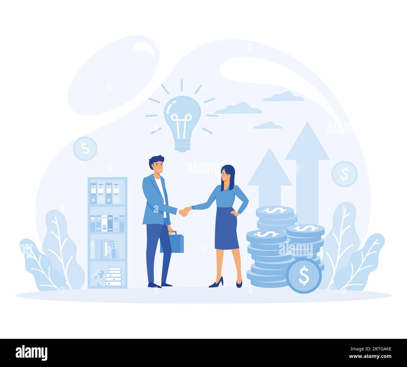 Partnership, venture investment concept. Businessmen shake hands making ...