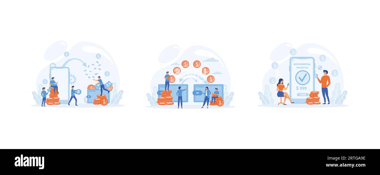 Financial transactions. NFC payment system, money transfer, mobile ...