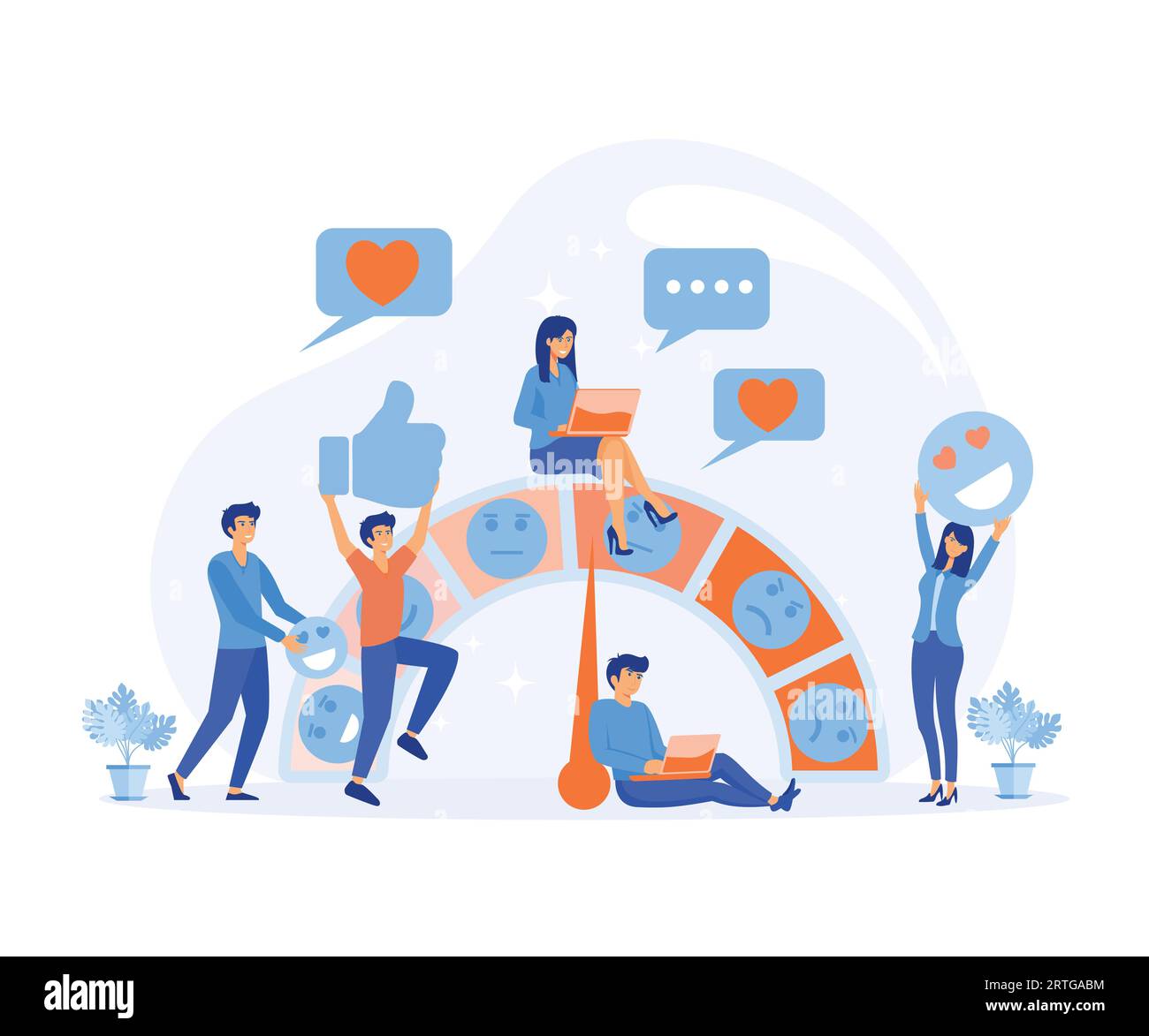 Concept of Client Feedback, Consumer Online report. Customer Satisfaction Meter with Emotions ...