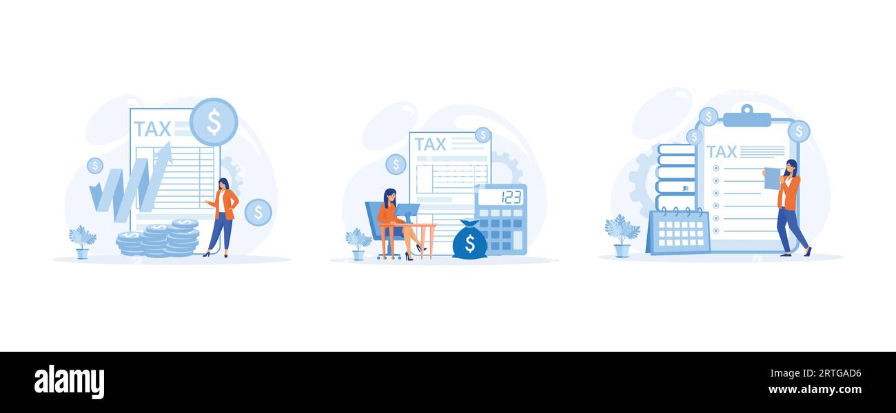 Tax preparation concept. Corporate tax, taxable income, fiscal year ...