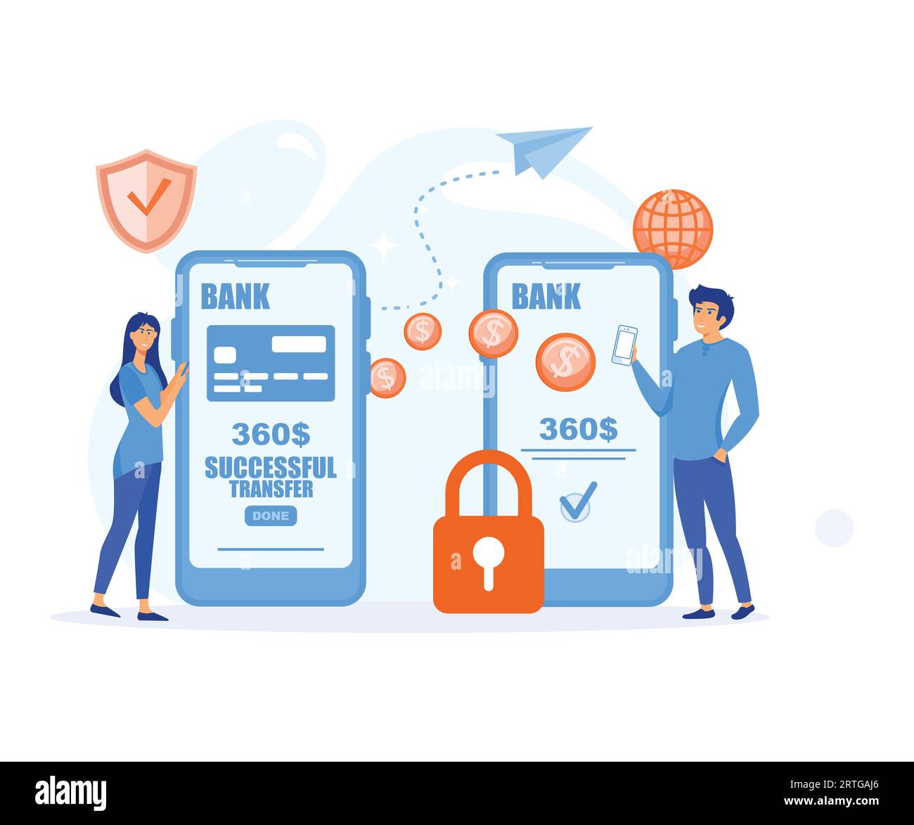 online Banking service, successful contact less payment transaction. flat vector modern ...