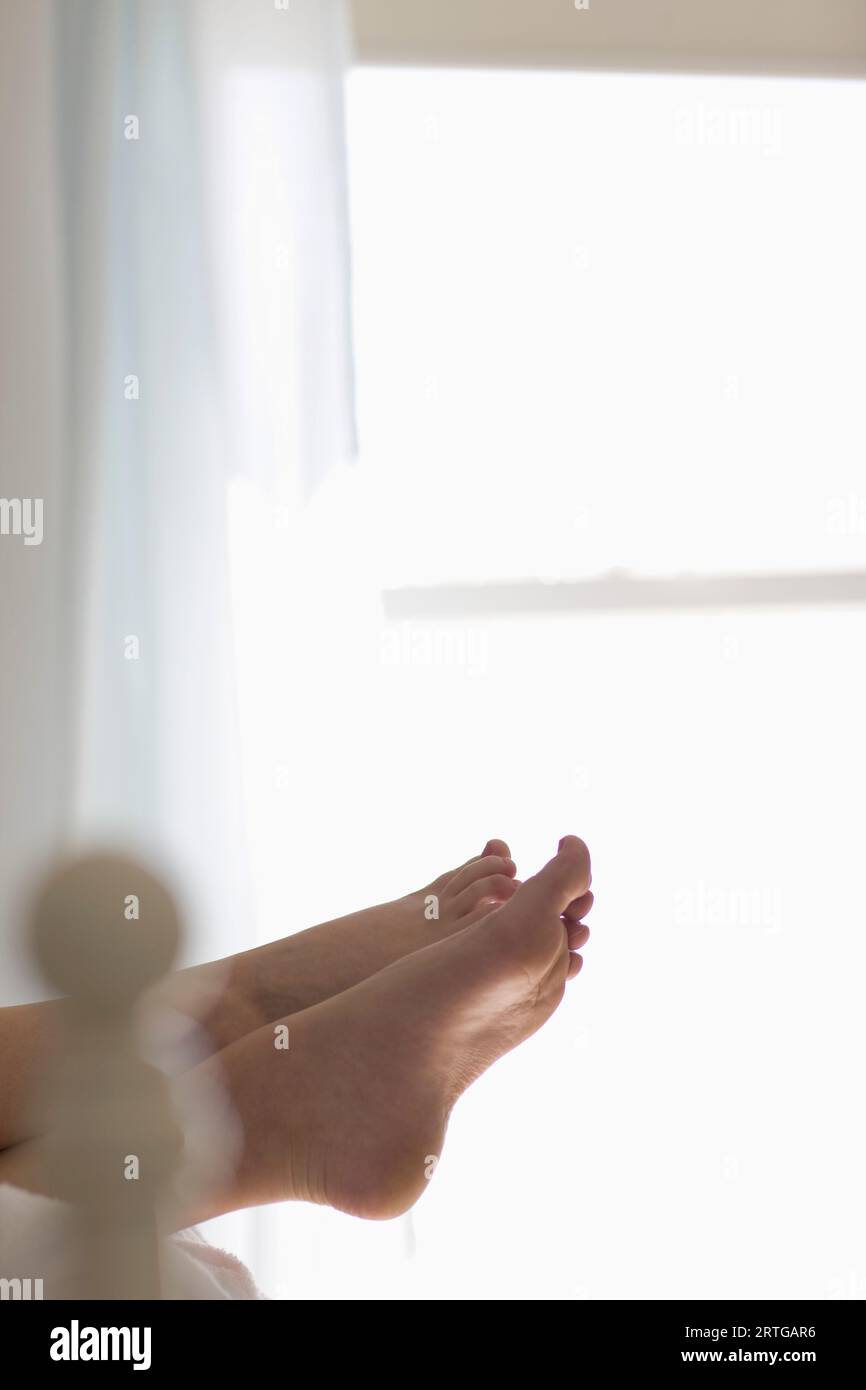 One woman barefoot close up feet hi-res stock photography and images ...