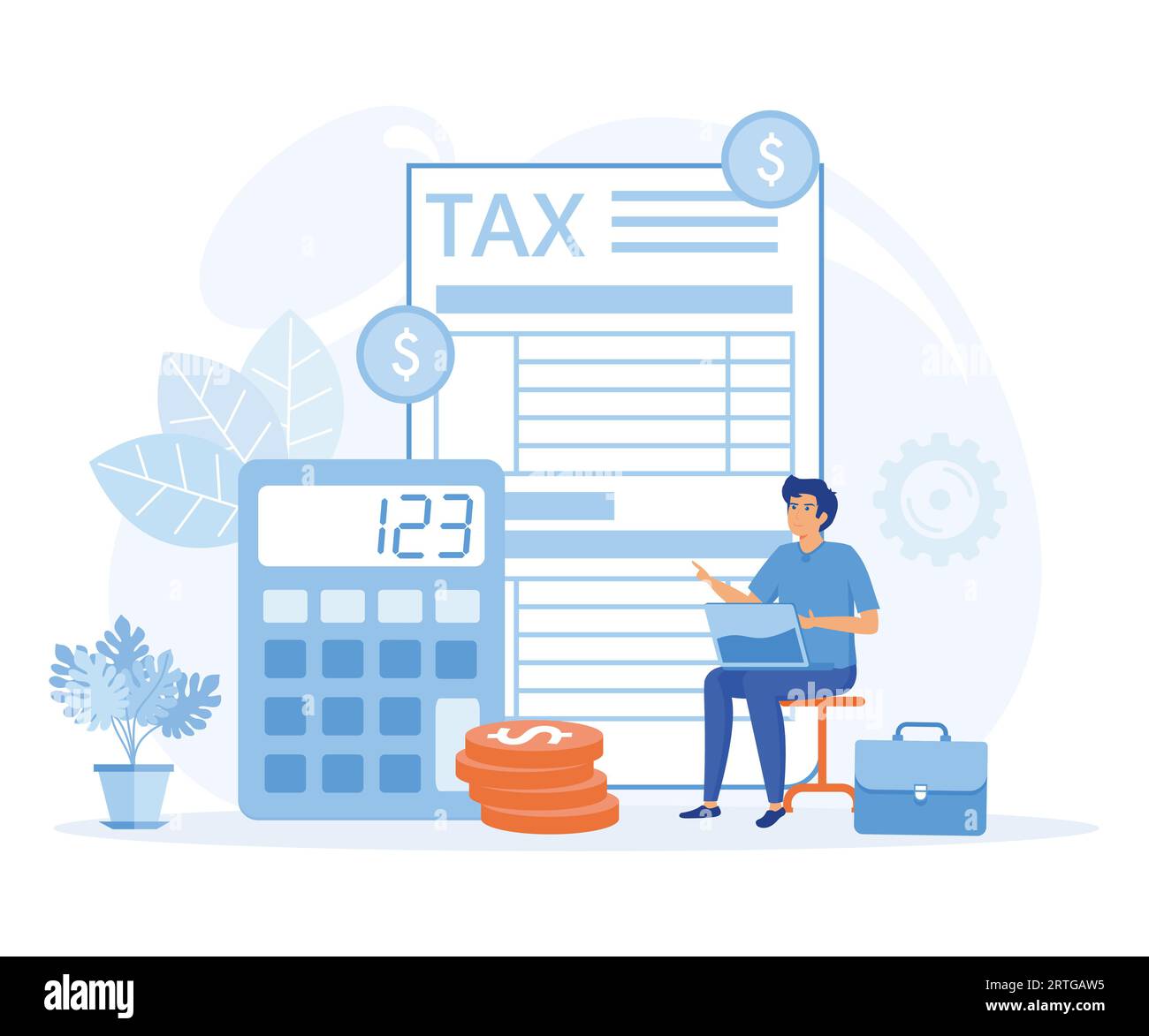Tax preparation concept. Corporate tax, taxable income, fiscal year ...