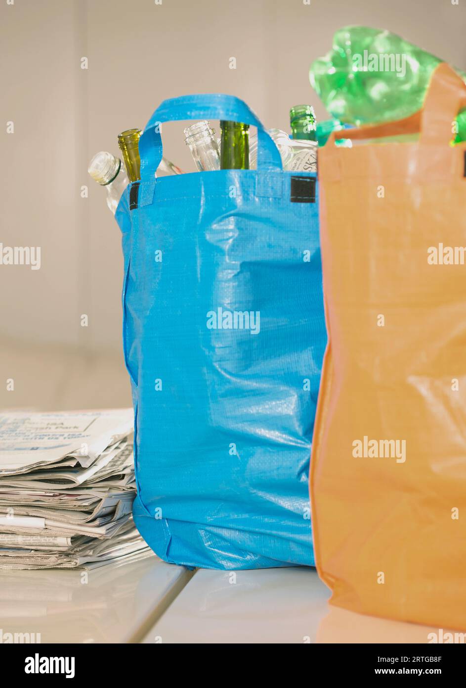 Close up of recycling bags full of garbage Stock Photo - Alamy