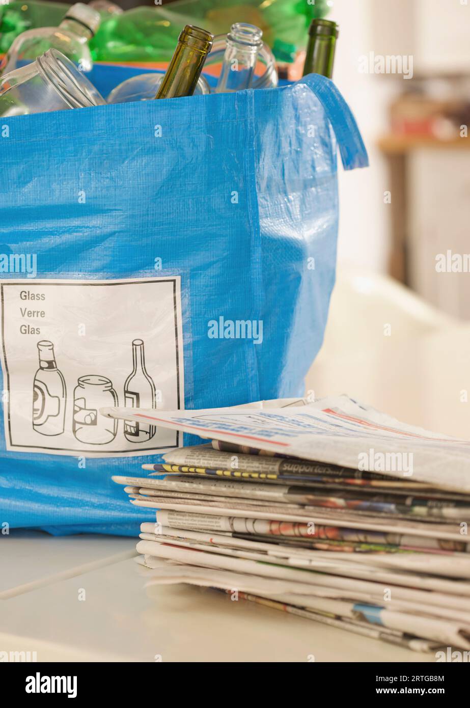 Close up of recycling bags full of garbage Stock Photo - Alamy