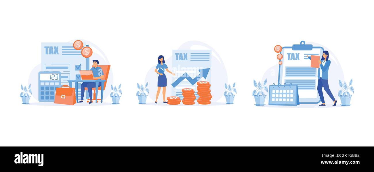 Tax preparation concept. Corporate tax, taxable income, fiscal year ...