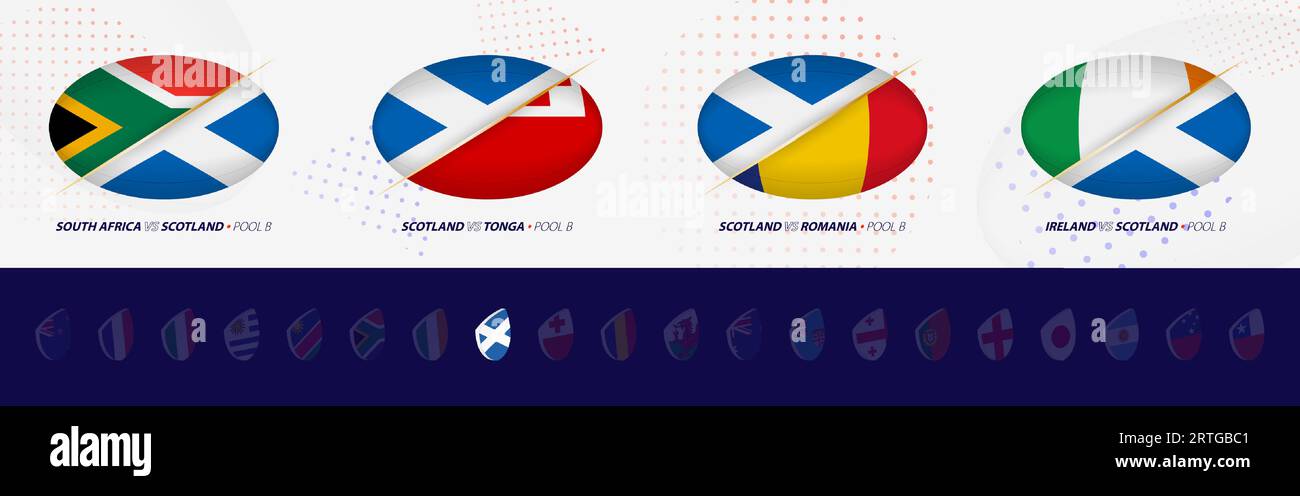 Rugby competition icons of Scotland rugby national team, all four ...