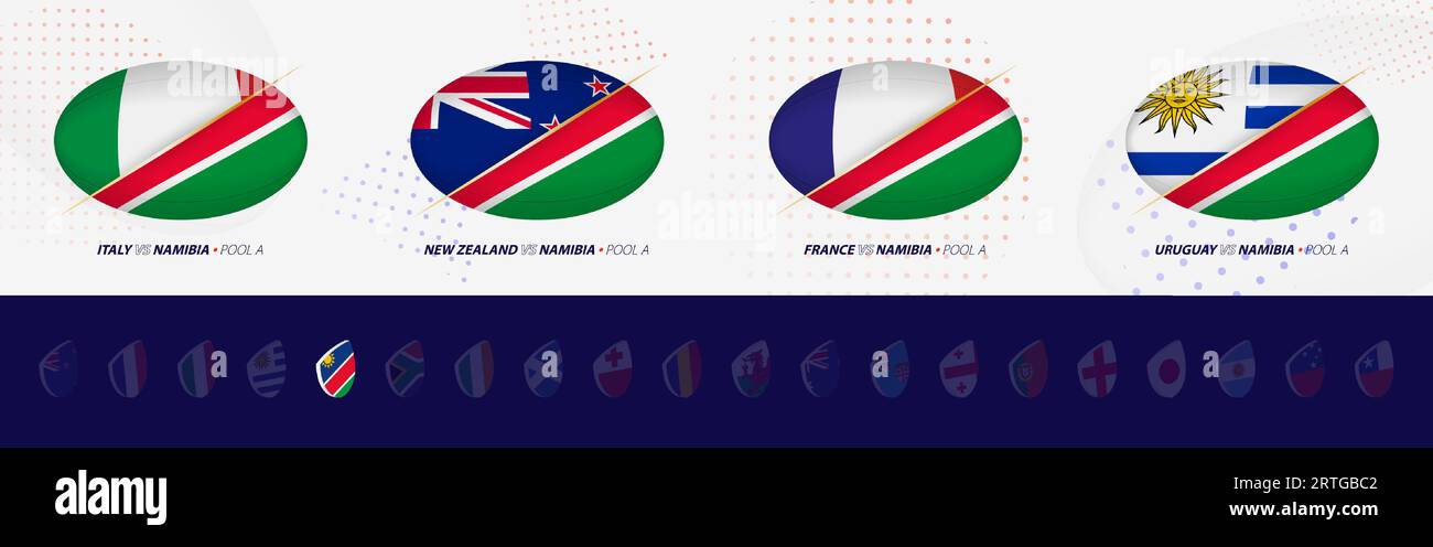 Rugby competition icons of Namibia rugby national team, all four ...
