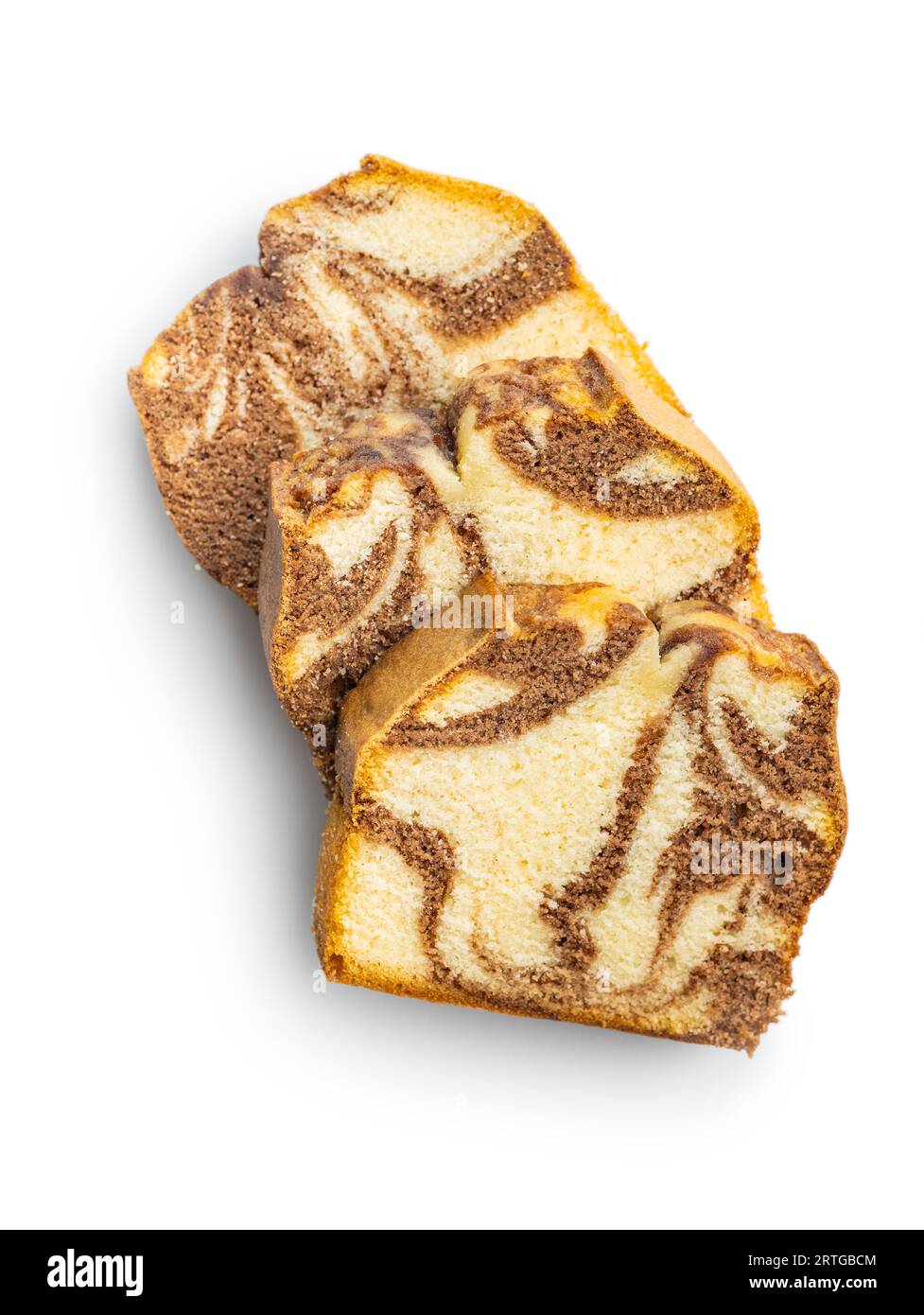 Marble sponge cake. Cake with cocoa and vanilla taste isolated on the ...