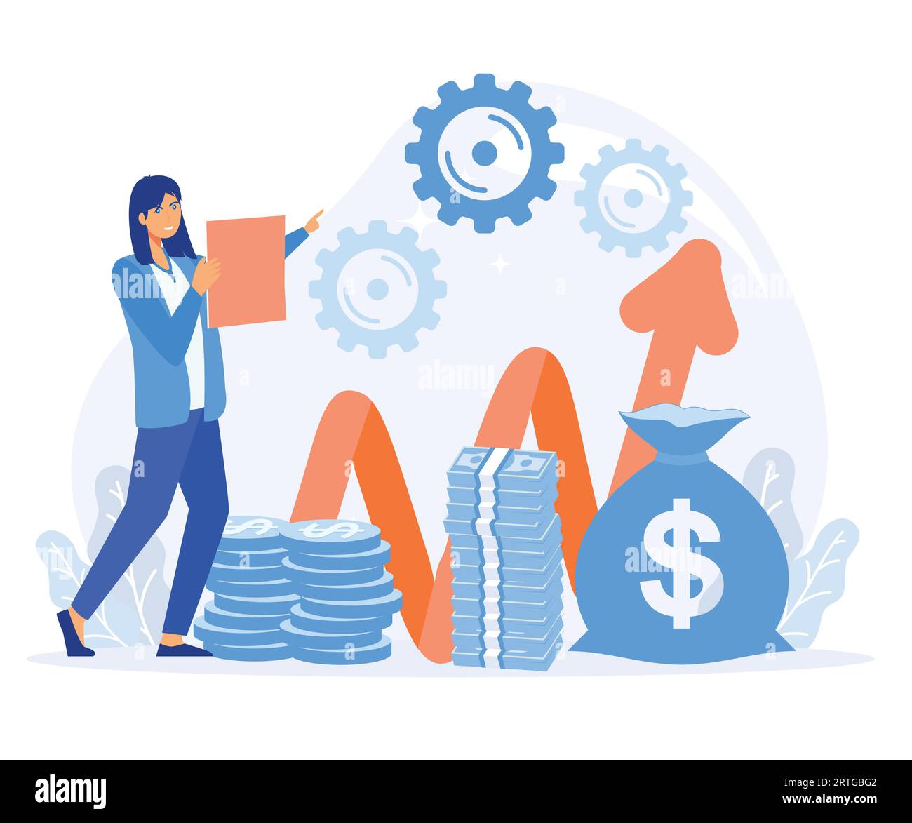 Income growth chart, banking services, financial report chart, return ...