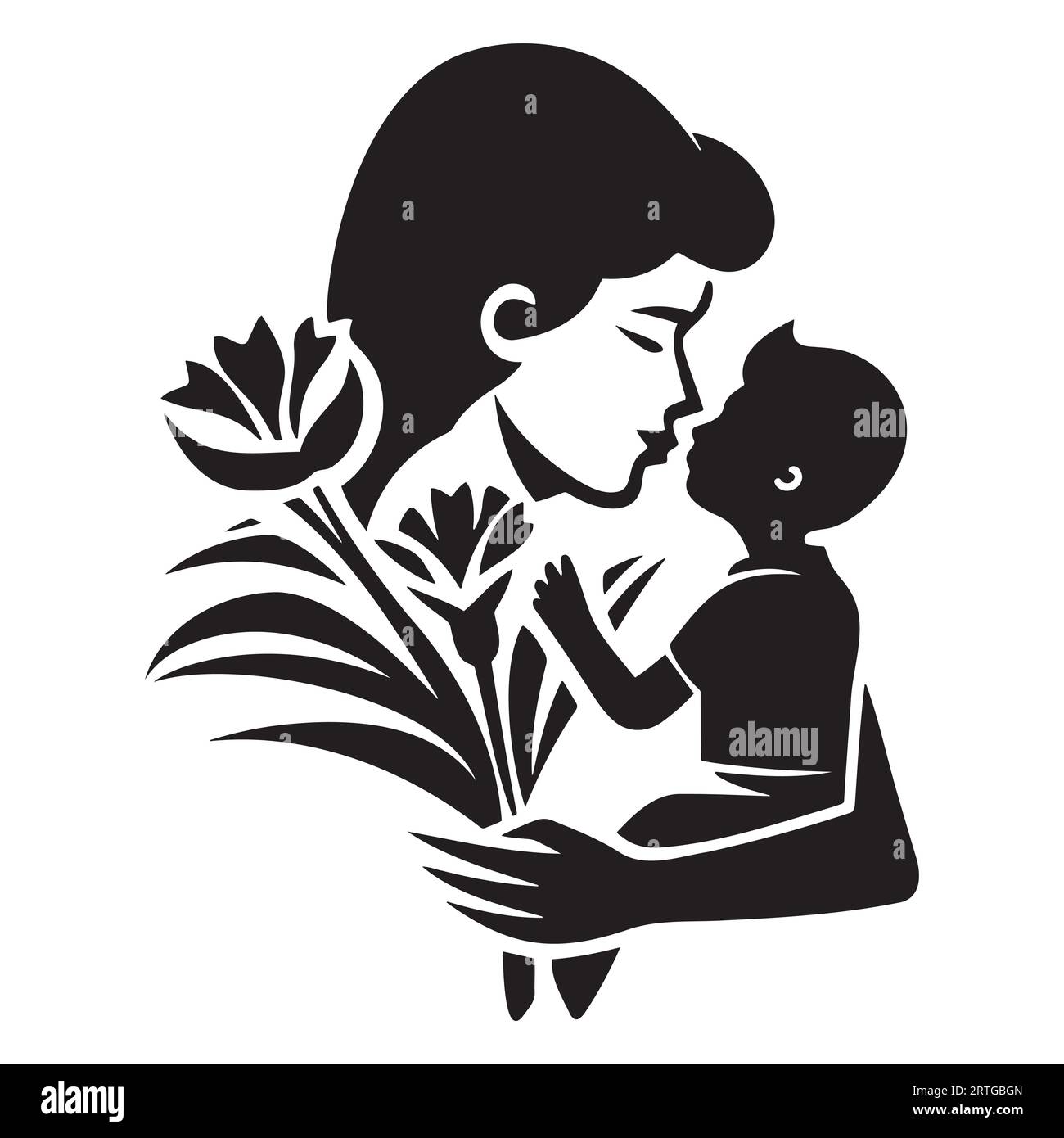 mother and baby stylized vector symbol, mom hugs her child logo ...