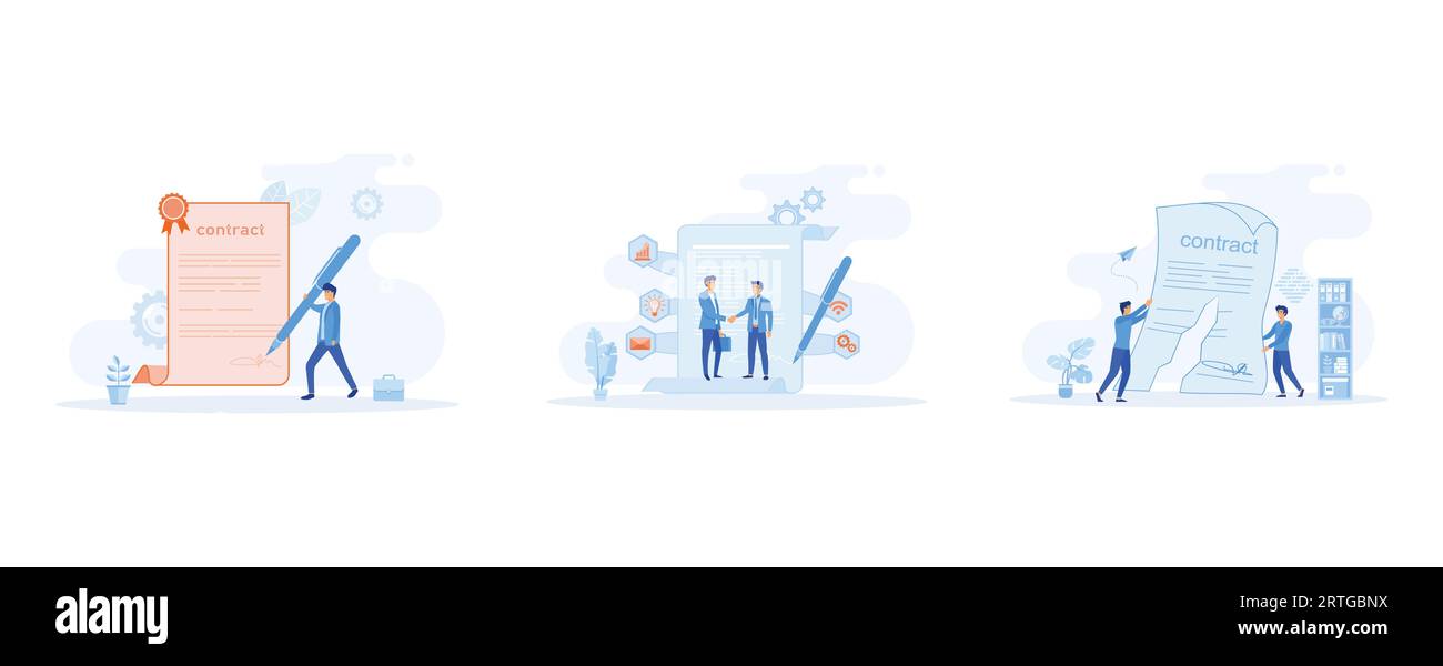 Contract Agreement, People signing paper contract, Cancellation of a ...