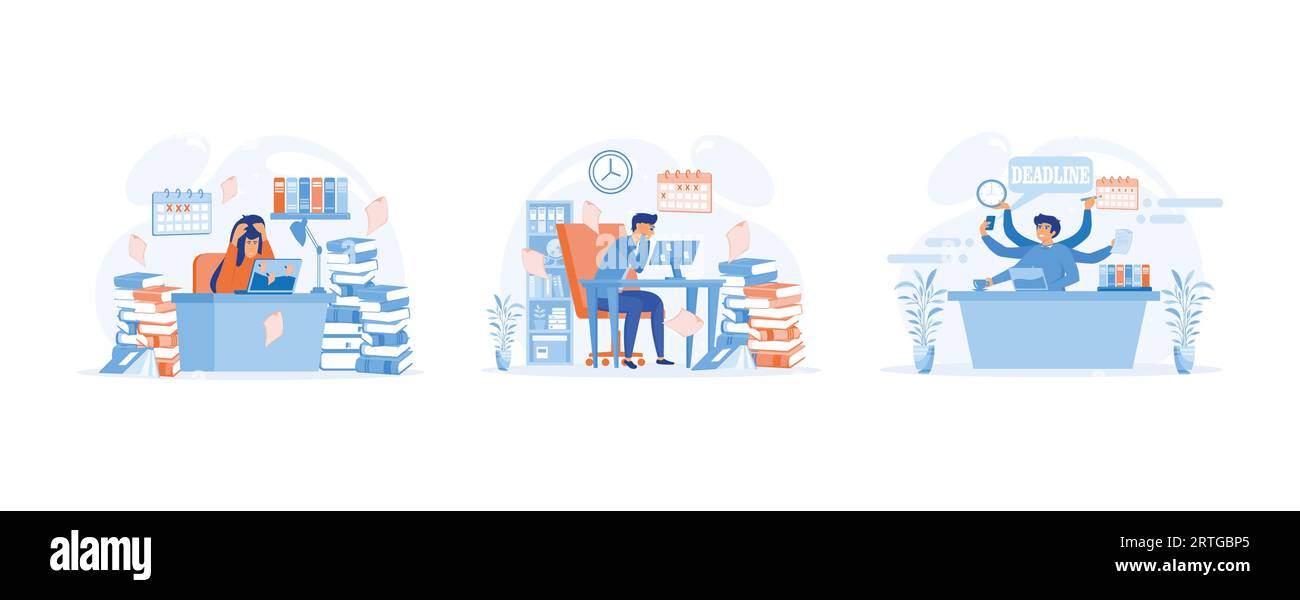 Overworked concept, Asleep depressed tired hard work manager sitting ...