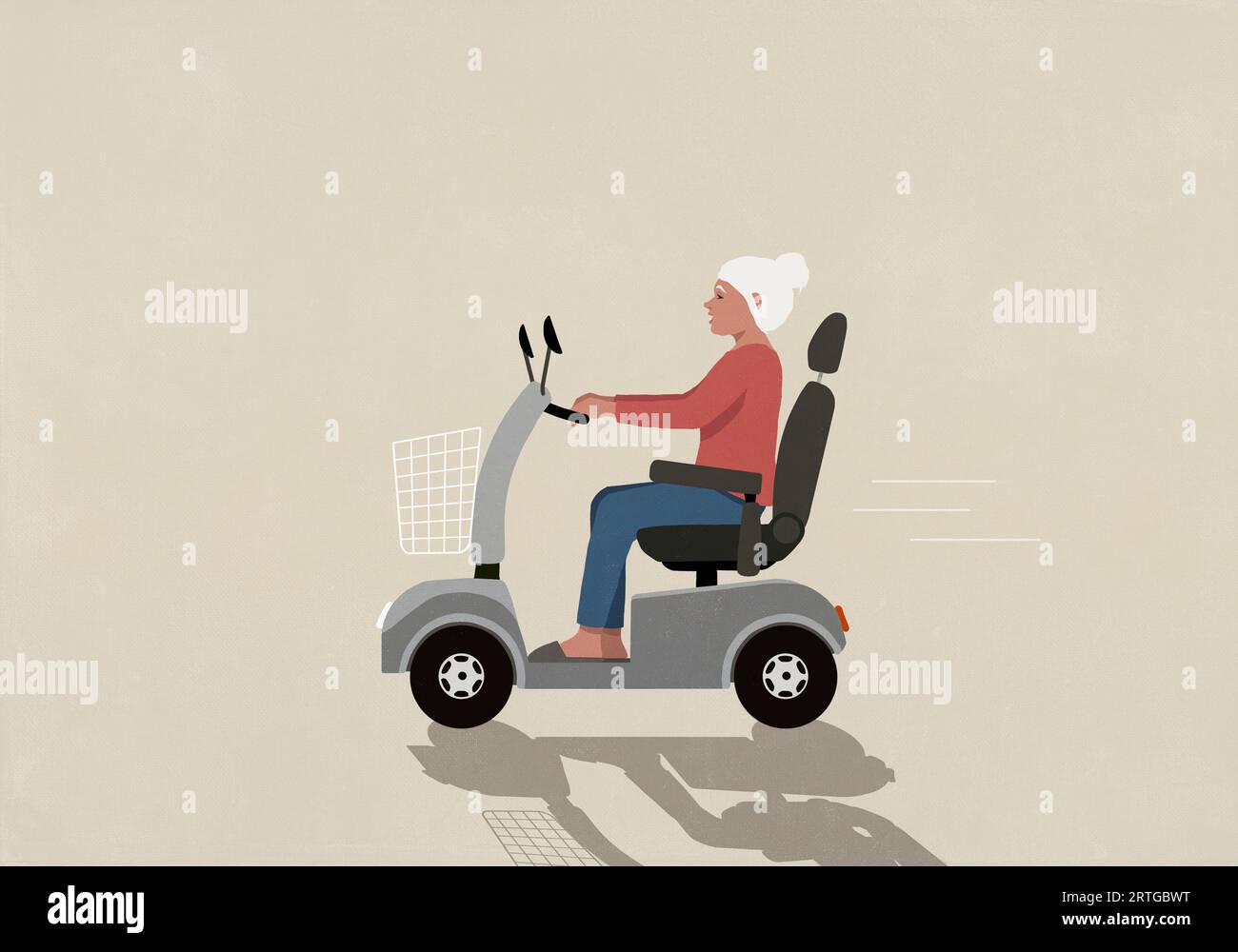 Senior woman speeding, on the move in motorized wheelchair Stock Photo ...