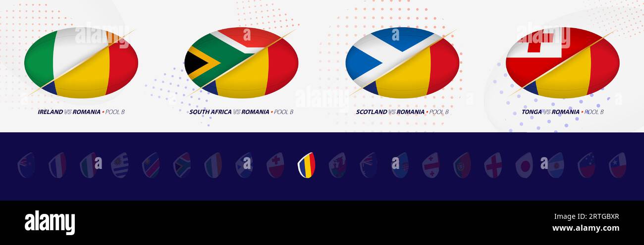 Rugby competition icons of Romania rugby national team, all four ...