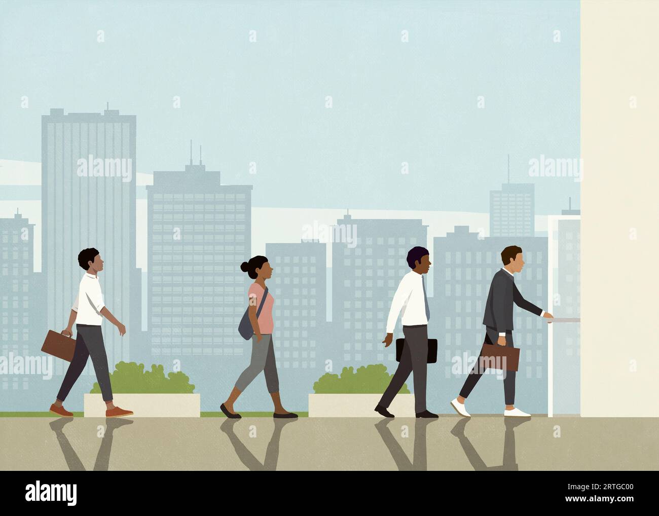 Business people walking in a row along city buildings Stock Photo - Alamy