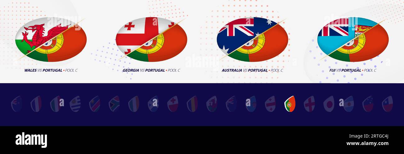 Rugby competition icons of Portugal rugby national team, all four ...