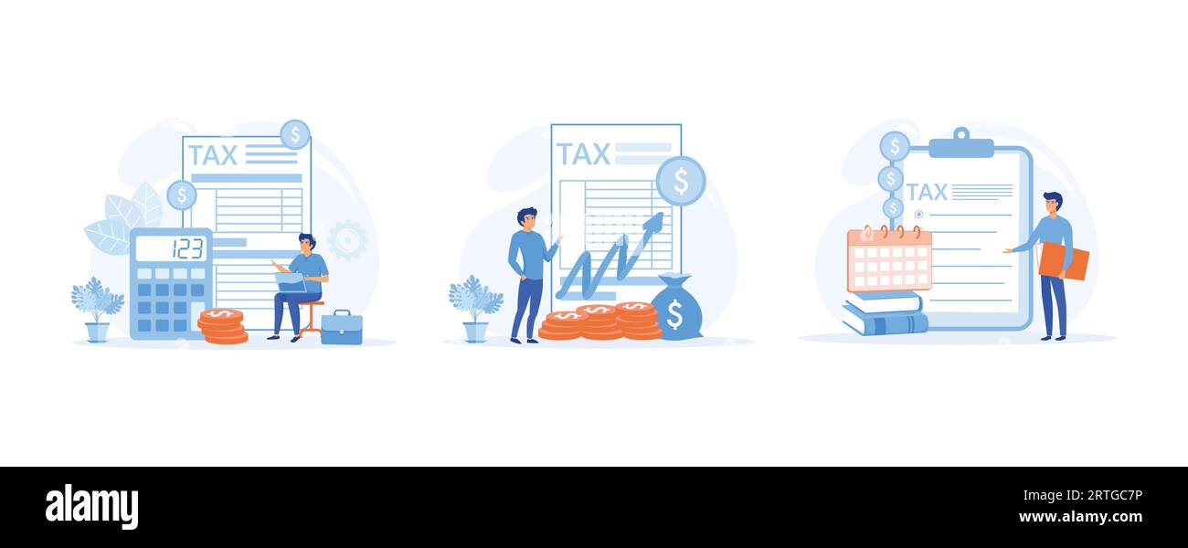 Tax preparation concept. Corporate tax, taxable income, fiscal year ...