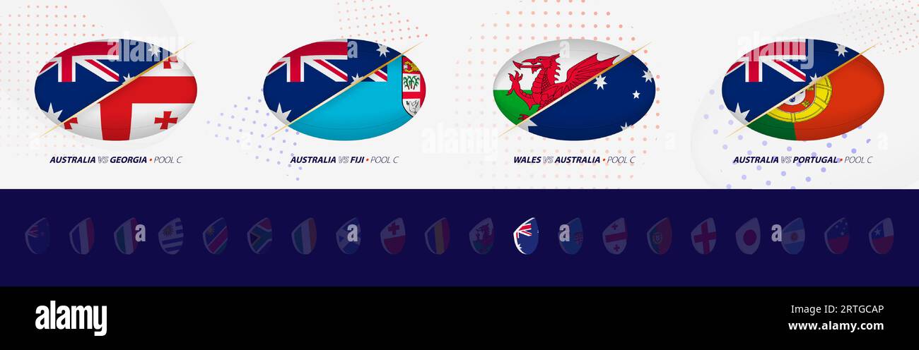 Rugby competition icons of Australia rugby national team, all four ...