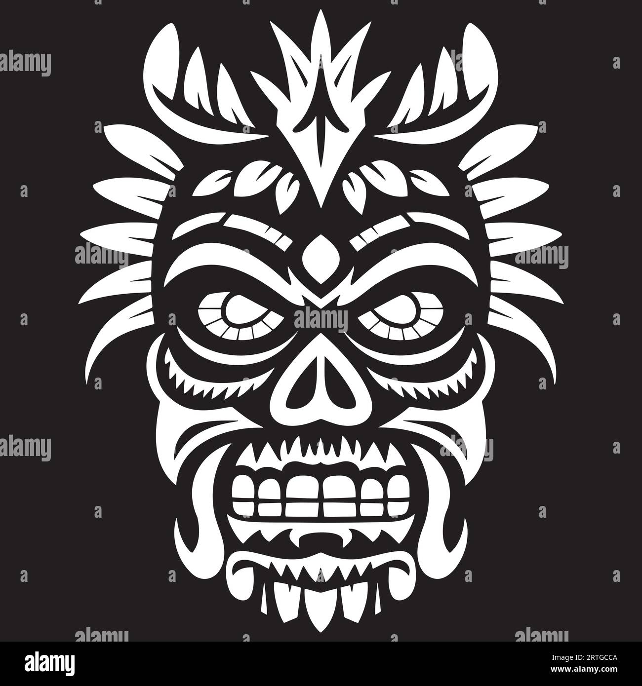 Polynesian tiki mask vector icon. Simple illustration of polynesian ...