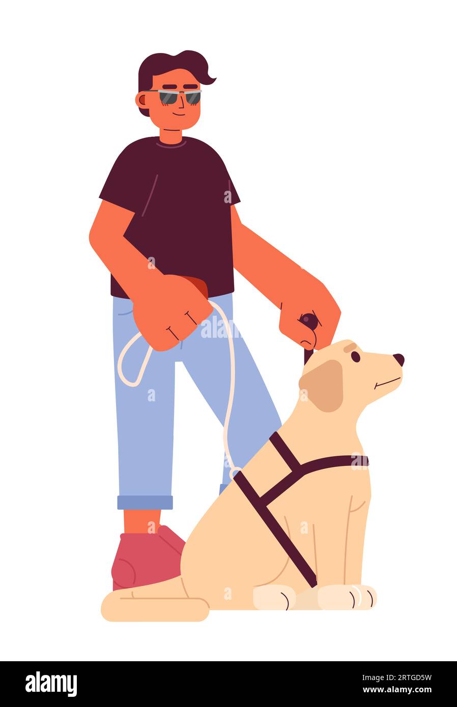 Guide dog for blind man 2D cartoon character Stock Vector Image & Art ...