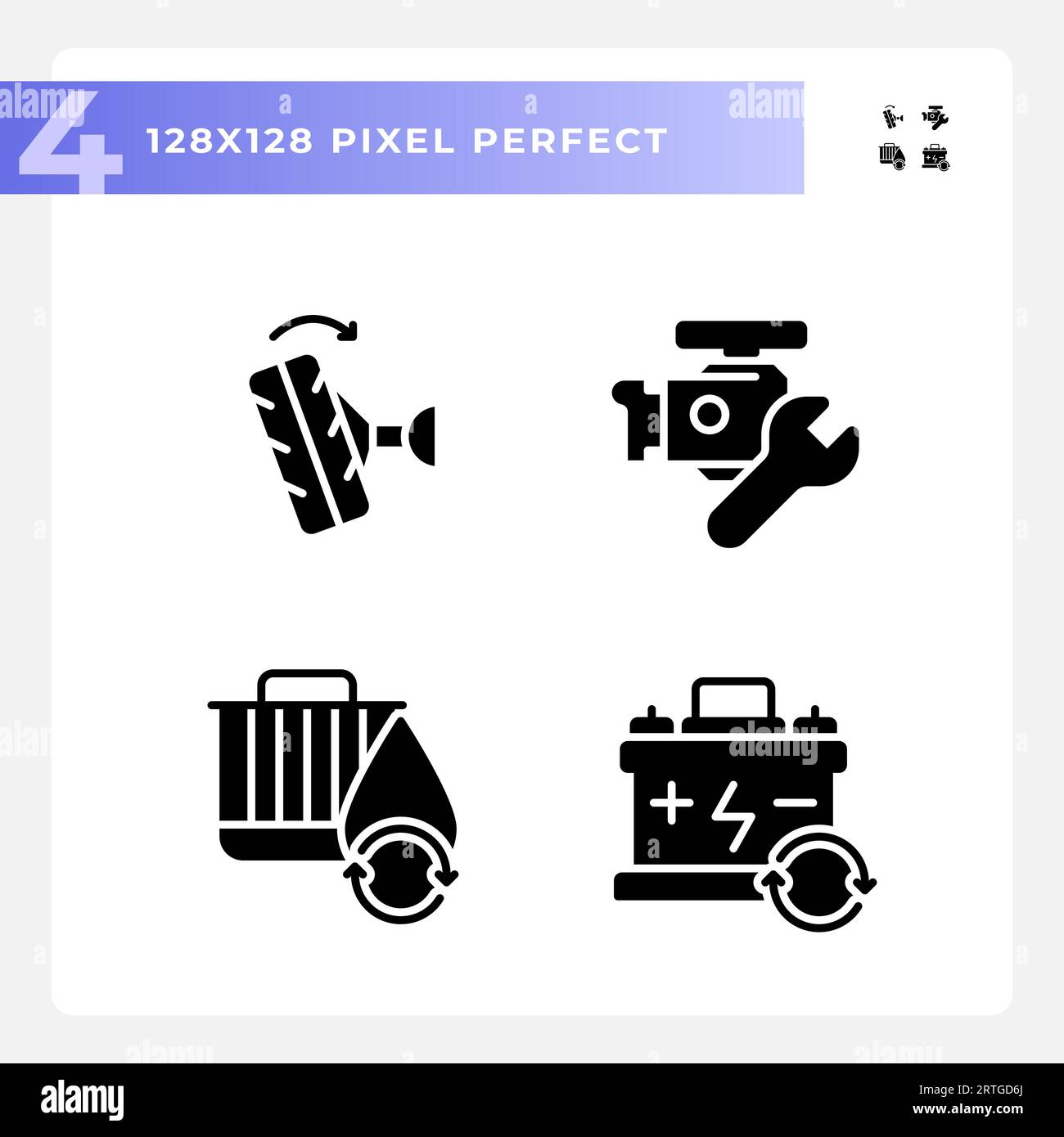 2D pixel perfect glyph style car repair and service icons Stock Vector ...