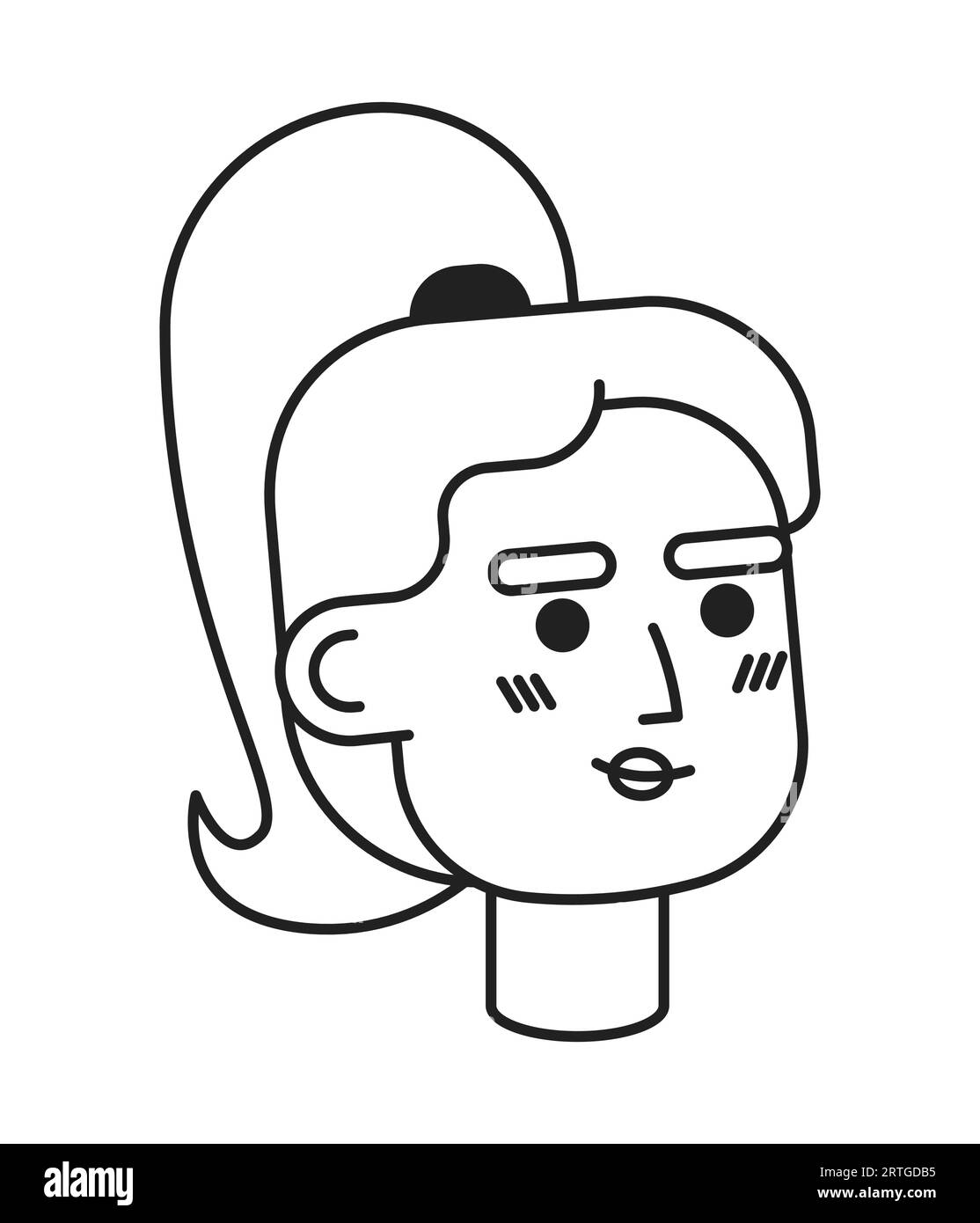 Blonde young woman monochrome flat linear character head Stock Vector ...