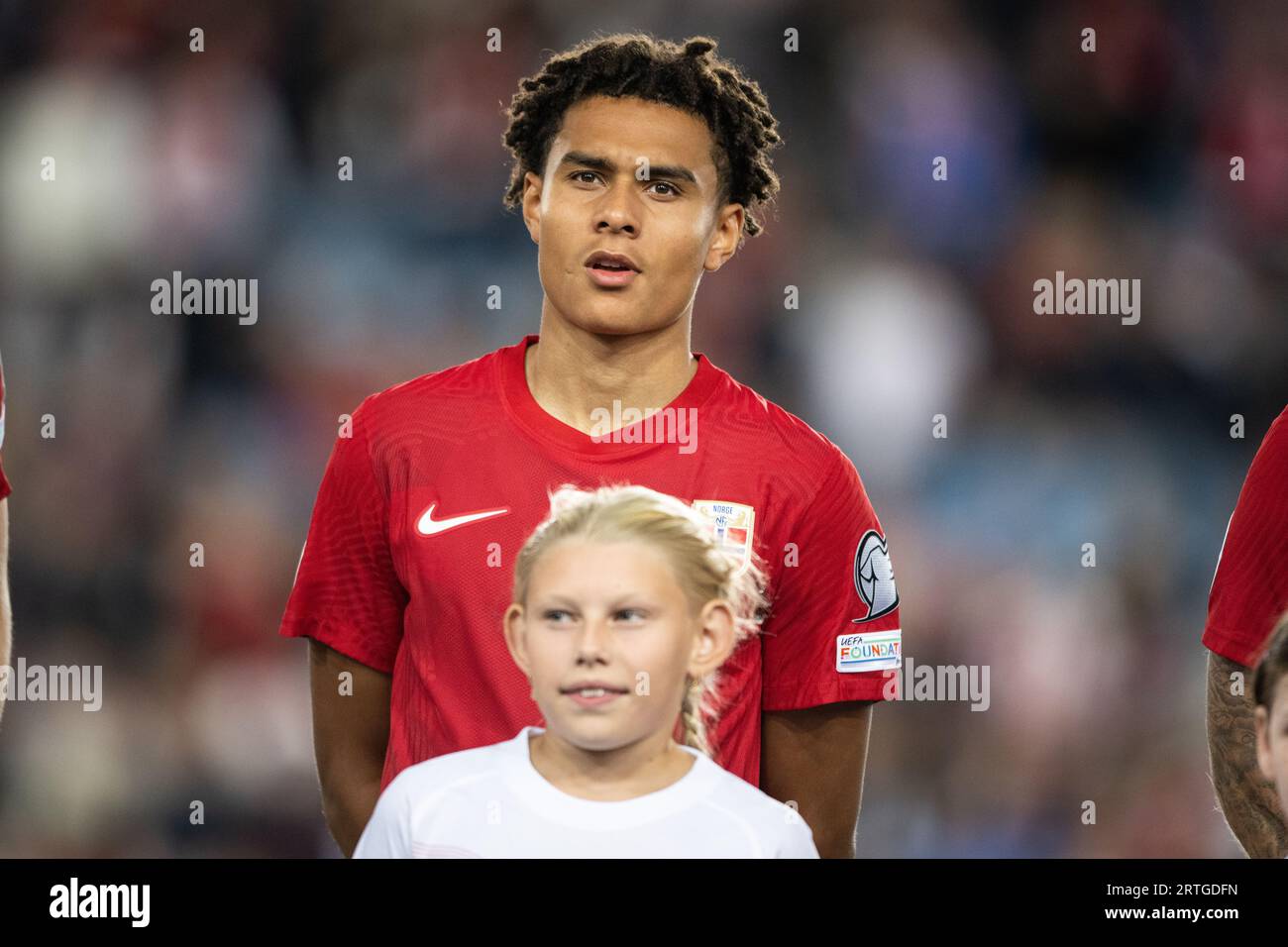 Oslo, Norway. 12th Sep, 2023. Antonio Nusa (20) of Norway seen during ...