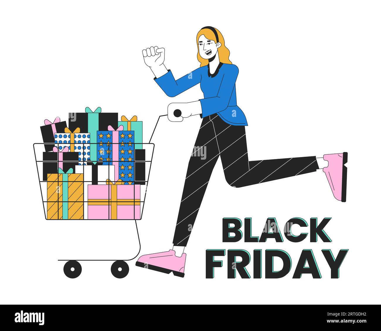 Holiday Shopping 2d Linear Illustration Concept Stock Vector Image