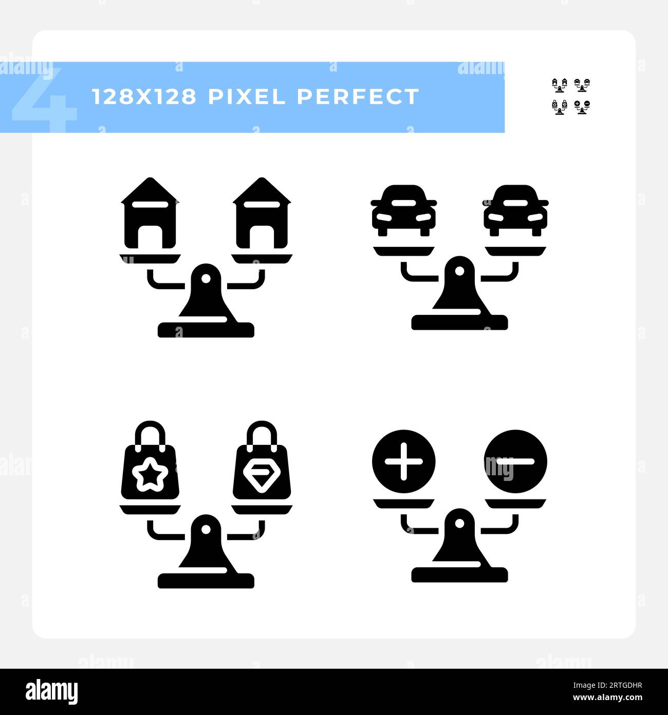 2D glyph style black comparisons icons pack Stock Vector Image & Art ...