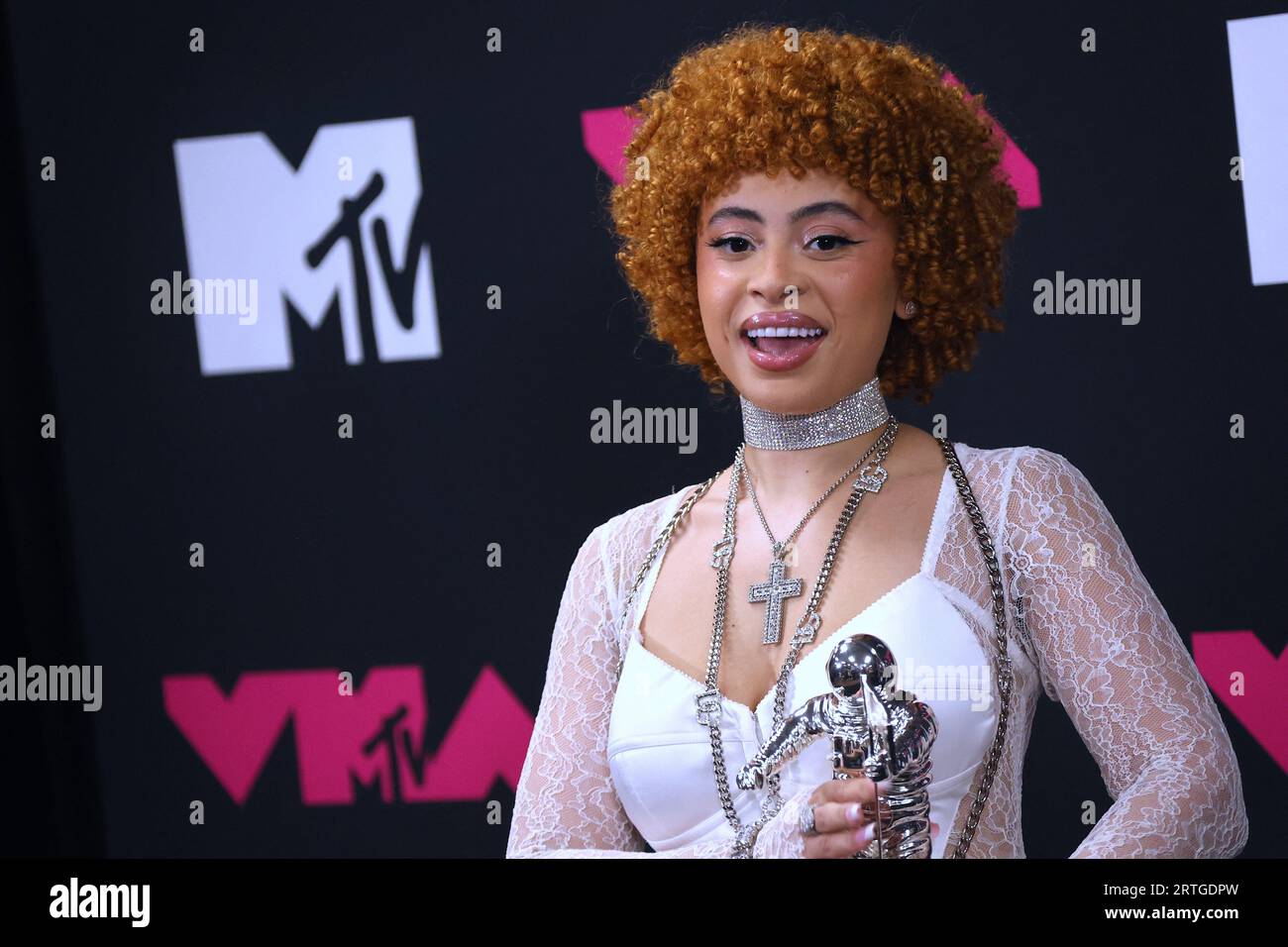 Newark, NJ on September 12, 2023 Ice Spice attends the Press Room with ...