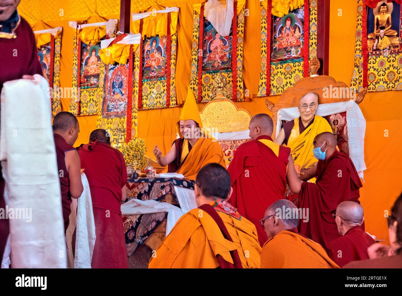 Rinpoche Kyabje Kundeling Tatsak giving blessings, Lingshed Gompa ...
