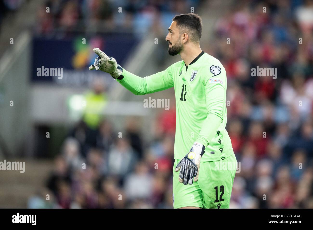 Oslo, Norway. 12th Sep, 2023. Goalkeeper Giorgi Mamardashvili (12) of ...
