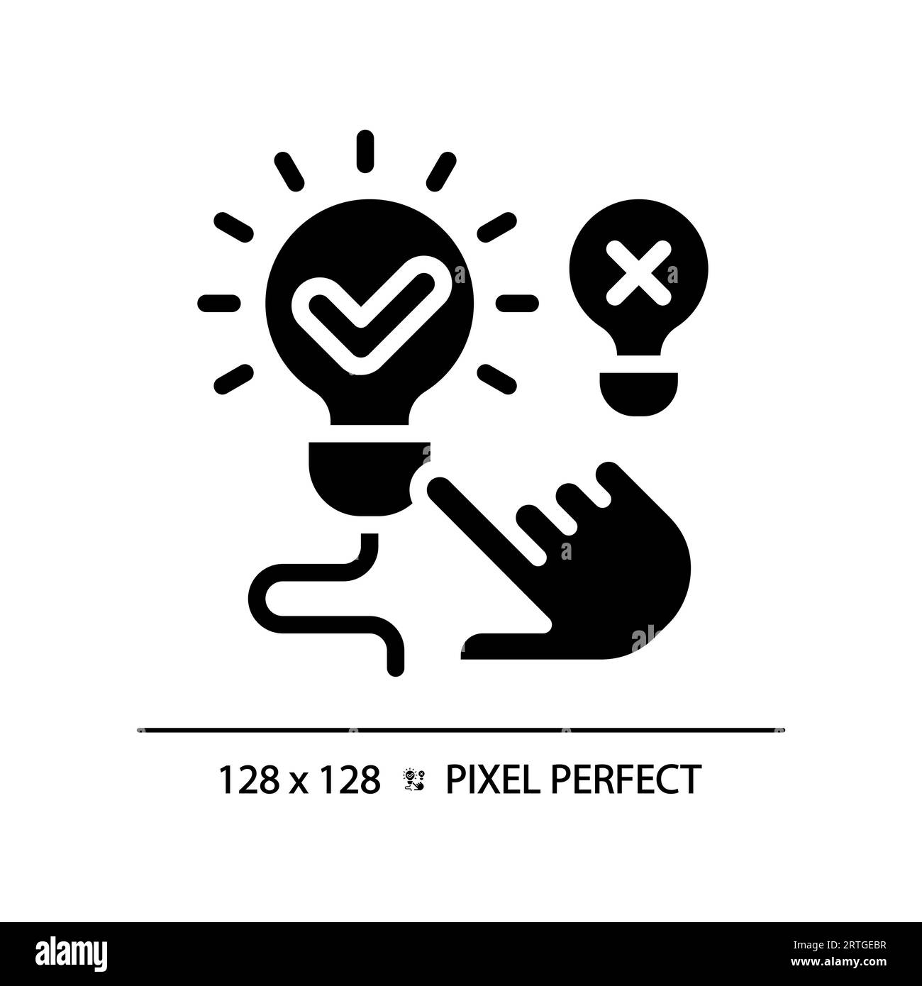 2D glyph style black illuminated light bulb icon Stock Vector Image ...