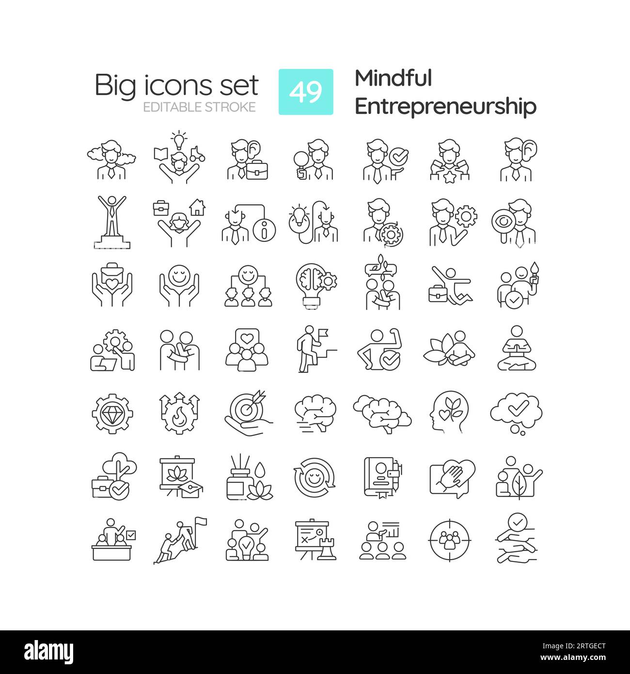 Editable black big icons for mindful entrepreneurship Stock Vector ...