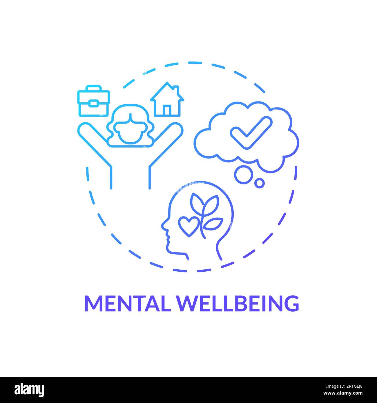 2d Gradient Thin Line Icon Mental Wellbeing Concept Stock Vector Image