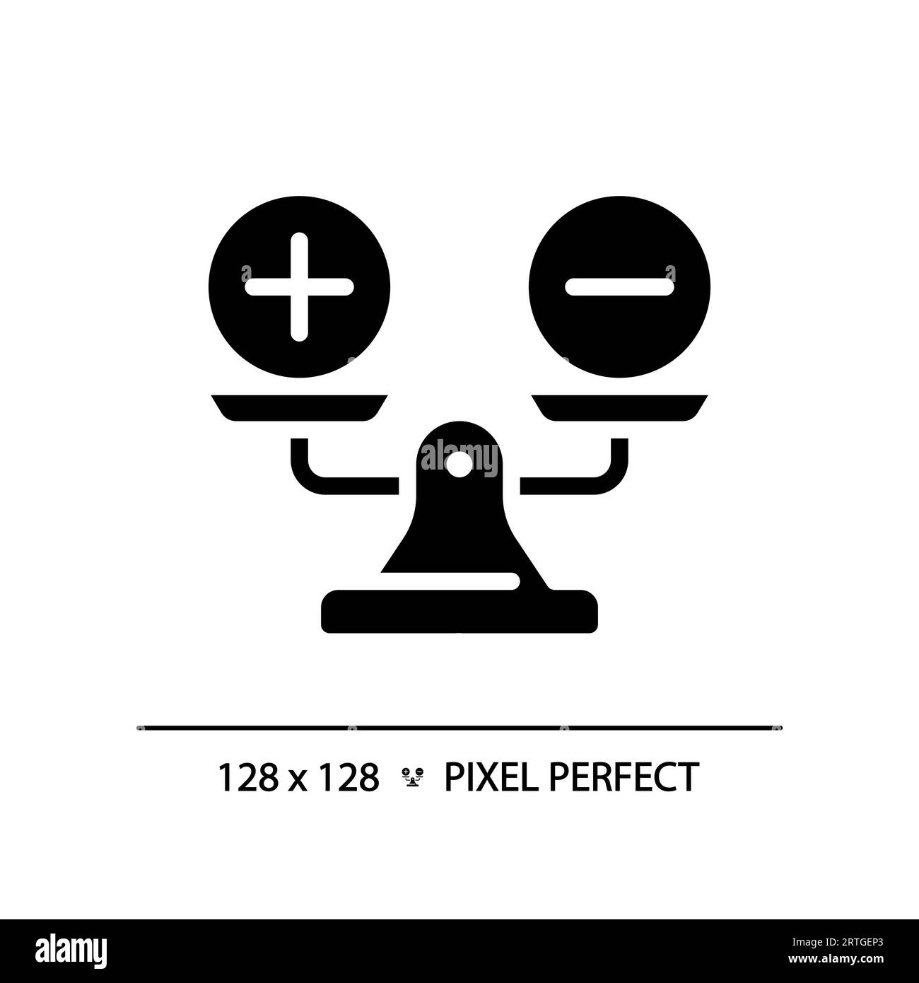 2D glyph style black weight scale with plus and minus icon Stock Vector ...