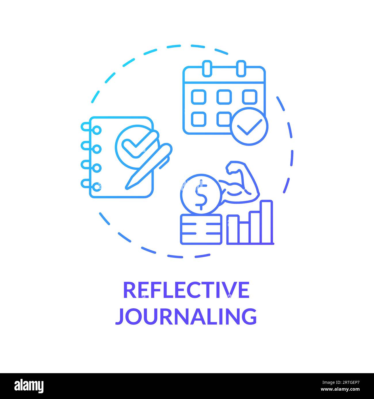 2D gradient thin line icon reflective journaling concept Stock Vector ...