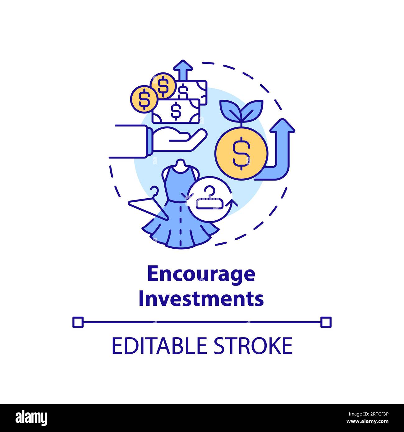 2D customizable thin line encourage investments icon concept Stock ...