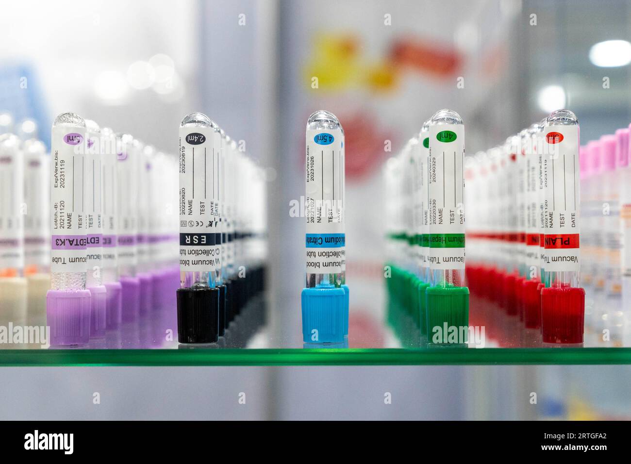 Bangkok, Bangkok, Thailand. 13th Sep, 2023. Medical sample vials sit on ...