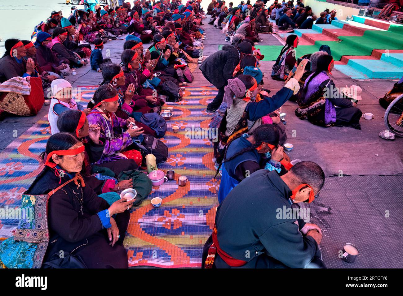 Ladakhis at a high lama teaching, Lingshed, Ladakh, India Stock Photo ...